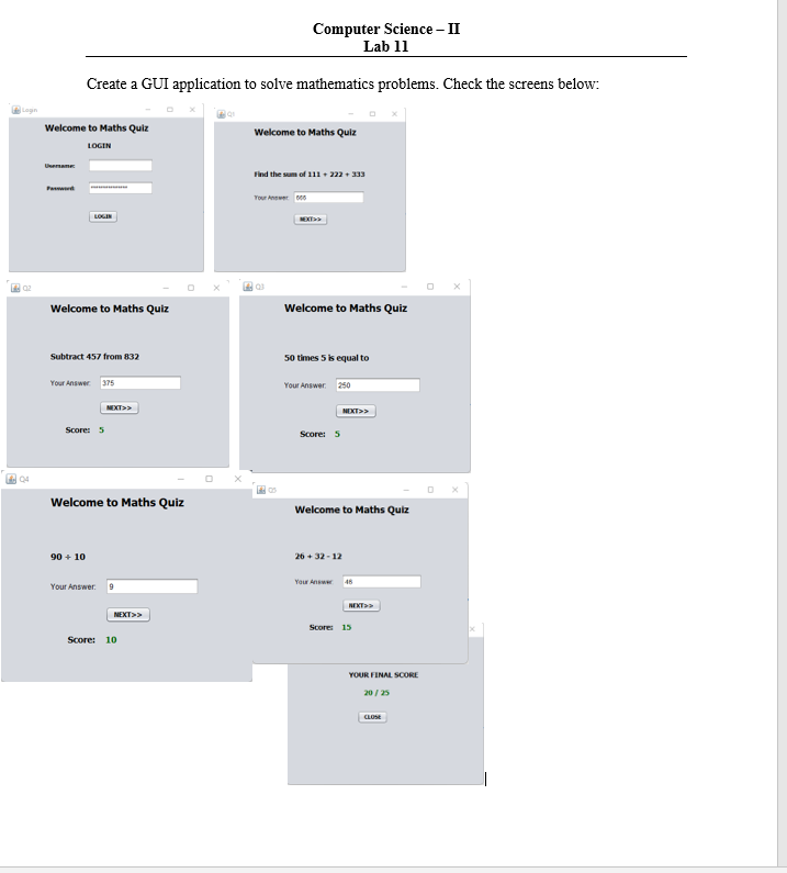 Solved Computer Science - II Lab 11 Create a GUI application | Chegg.com