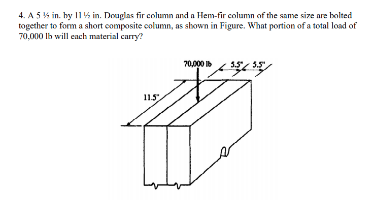 Solved 4. A 5 ½ in, by 11 ½ in. Douglas fir column and a | Chegg.com