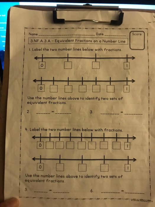 Solved Name Date Score 3.NF A.3.A Equivalent Fractions on a | Chegg.com