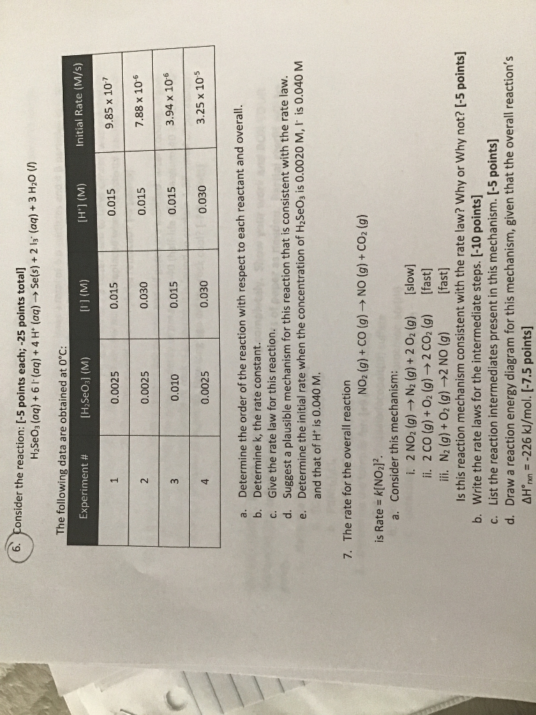 Solved Consider the reaction: H2SeO3(aq) + 6I- (aq) +4H+ | Chegg.com