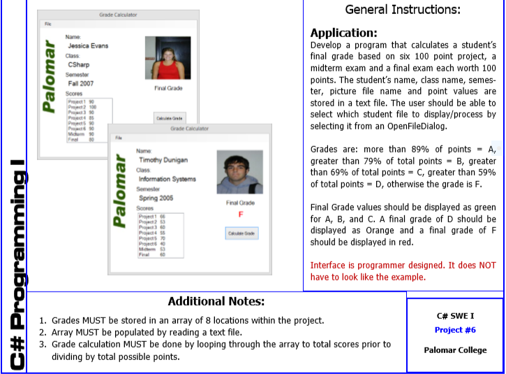 General Instructions: Grade Calculator Palomar Name | Chegg.com