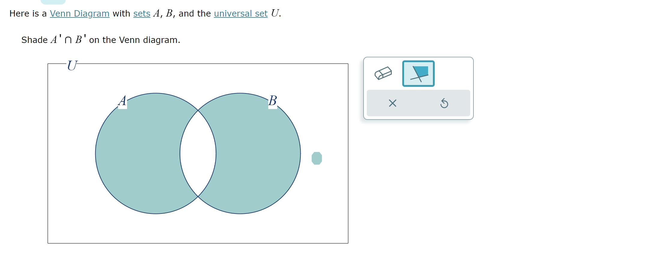 Solved Here is a Venn Diagram with sets A,B, and the | Chegg.com