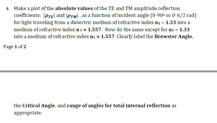 Solved 4. Make a plot of the absolute values of the TE and | Chegg.com