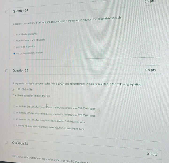 Solved In regression analysis, if the independent variable | Chegg.com