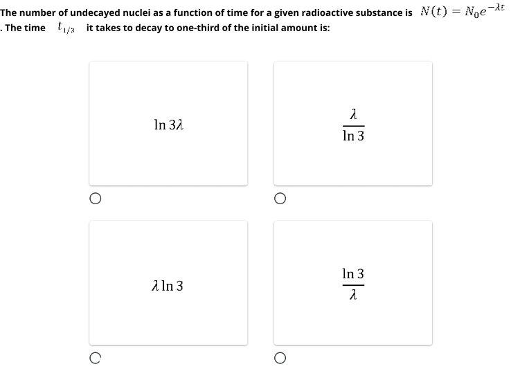 Solved The number of undecayed nuclei as a function of time | Chegg.com