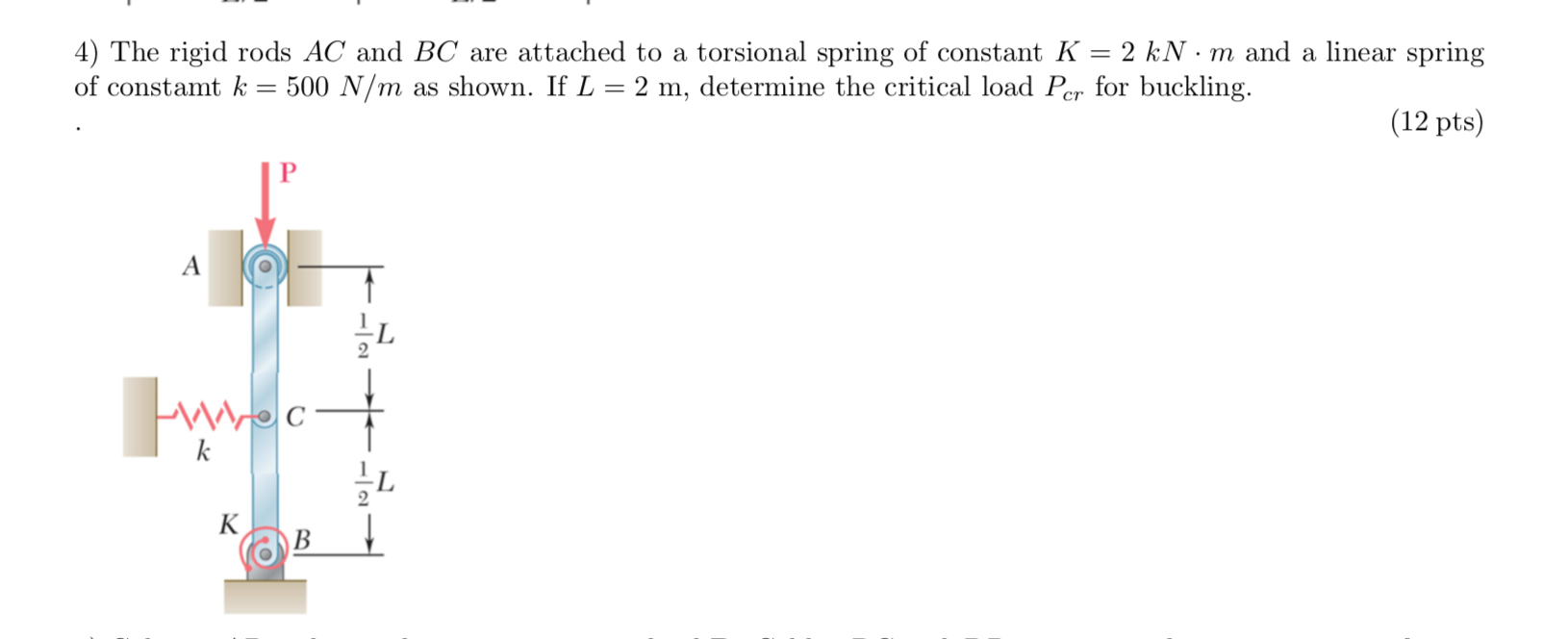 Solved 4) The rigid rods AC and BC are attached to a | Chegg.com
