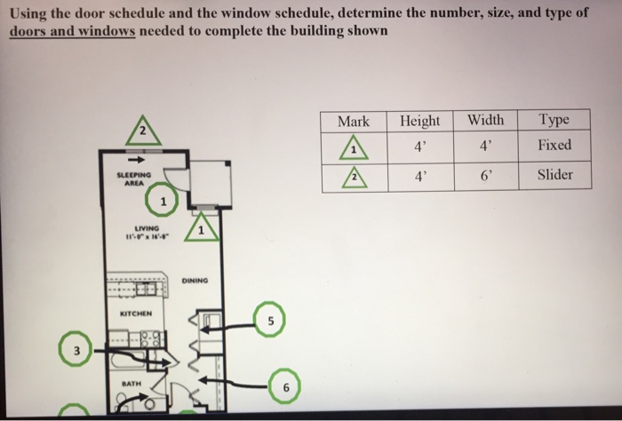 Solved Using the door schedule and the window schedule, | Chegg.com
