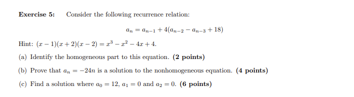 Solved Exercise 5 Consider The Following Recurrence 