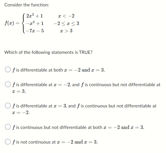 Solved Consider the function: | Chegg.com