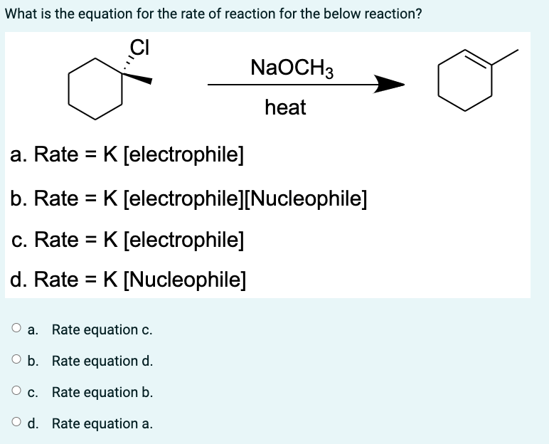 Solved What is the equation for the rate of reaction for the | Chegg.com