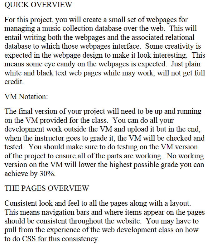 Solved QUICK OVERVIEW For this project, you will create a | Chegg.com