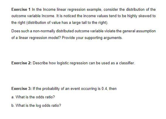 Solved Exercise 1 In the Income linear regression example, | Chegg.com