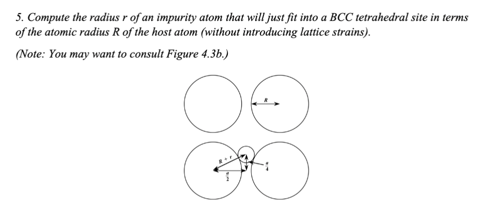 5. Compute the radius r of an impurity atom that will | Chegg.com