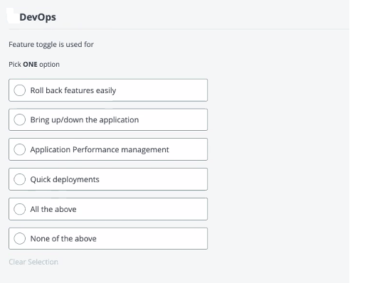 Solved DevOps Feature toggle is used for Pick ONE option | Chegg.com