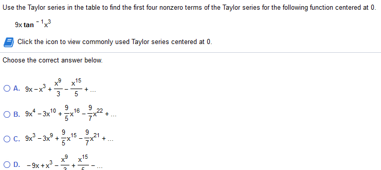 Solved Use the Taylor series in the table to find the first | Chegg.com