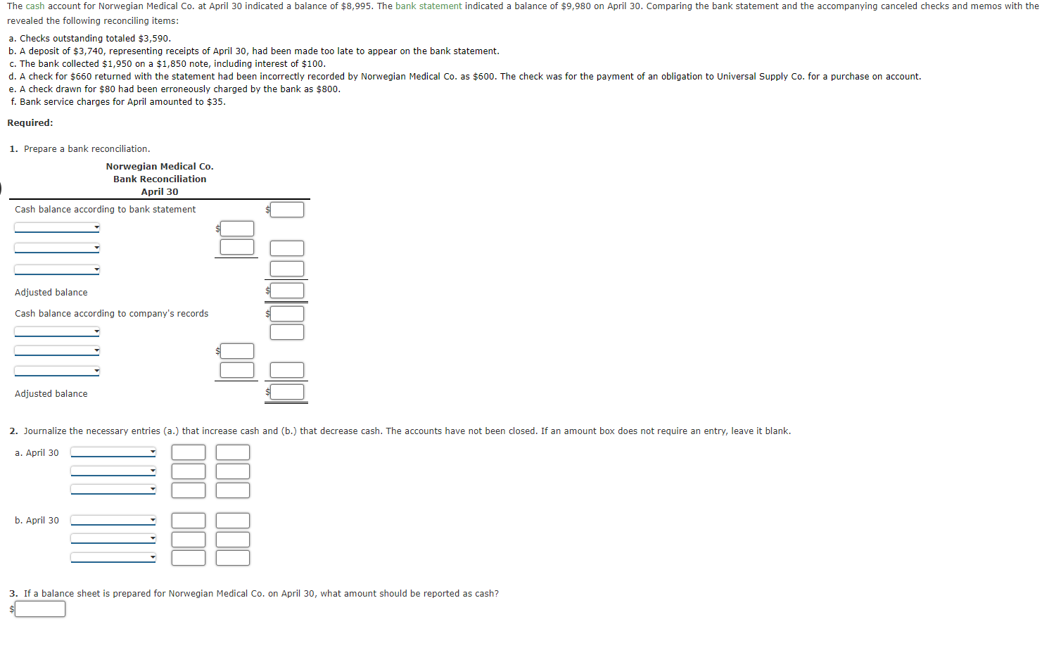 Solved revealed the following reconciling items: a. Checks | Chegg.com