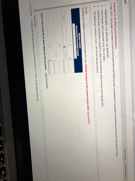 Solved ent Exercise 21-20 (Part Level Submission) In May | Chegg.com