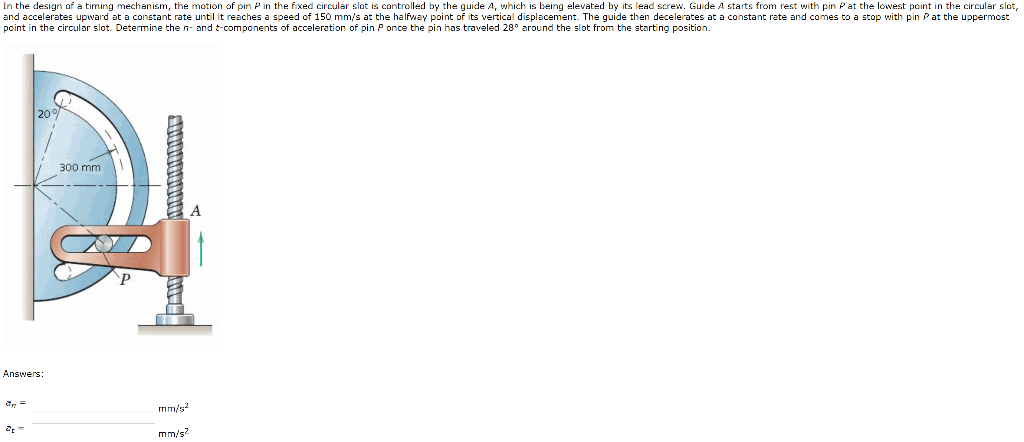 Solved In the design of a timing mechanism, the motion of | Chegg.com