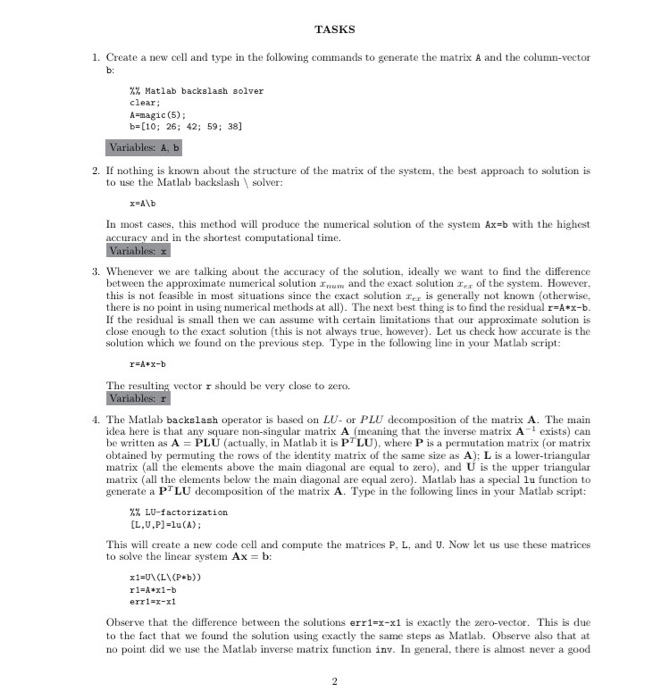 Solved TASKS 1. Create a new cell and type in the following | Chegg.com