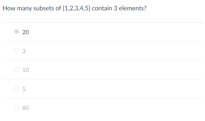 Solved How many subsets of {1,2,3,4,5} contain 3 elements? | Chegg.com