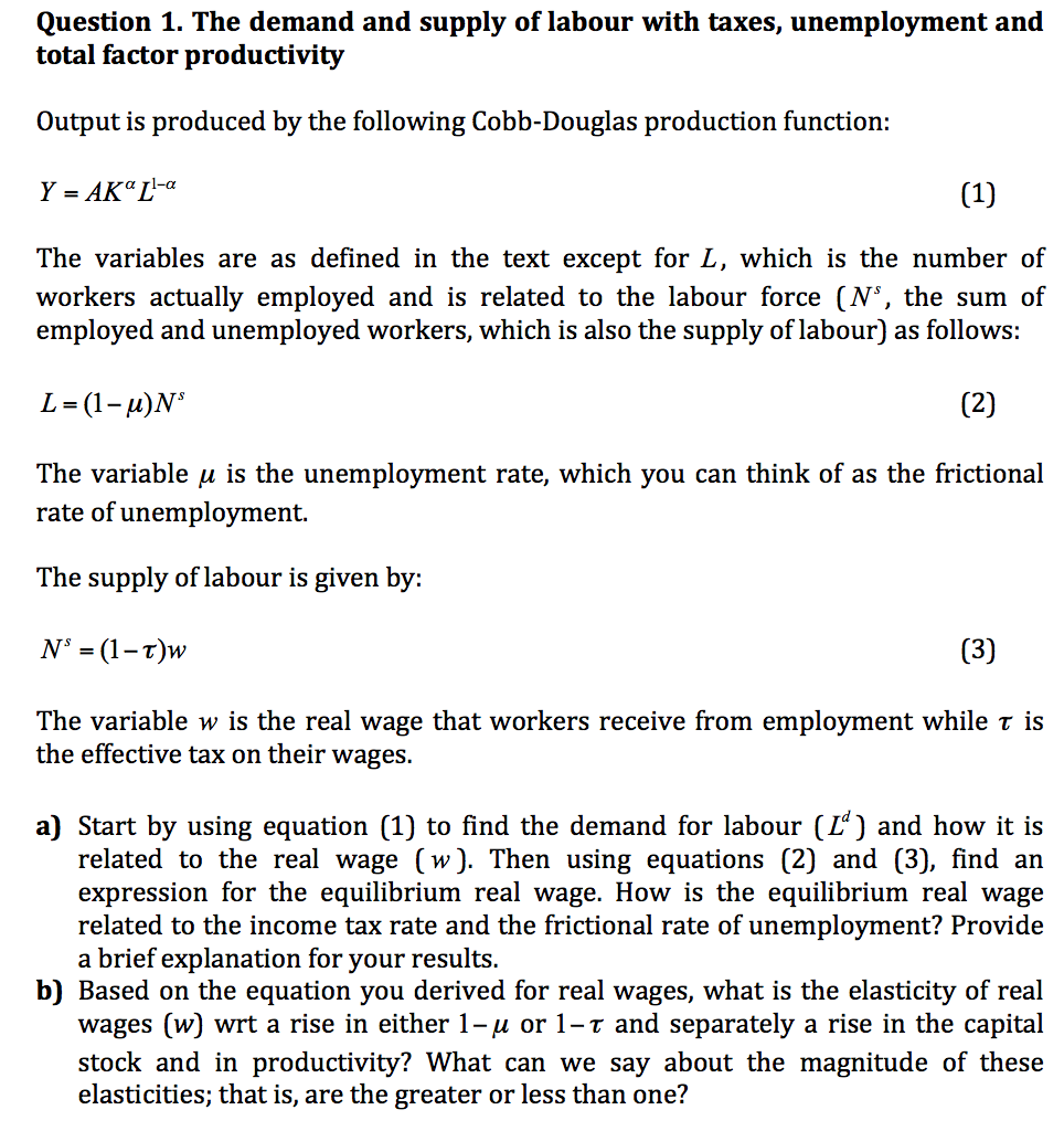 Question 1. The demand and supply of labour with | Chegg.com