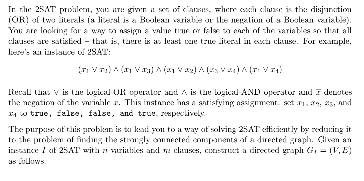 Solved In the 2SAT problem, you are given a set of clauses, | Chegg.com
