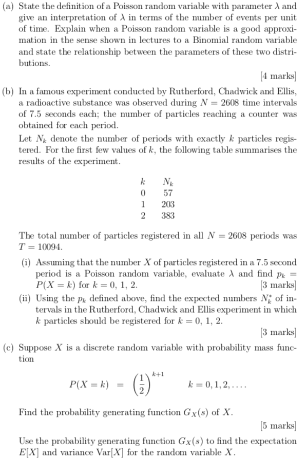 (a) State the definition of a Poisson random variable | Chegg.com