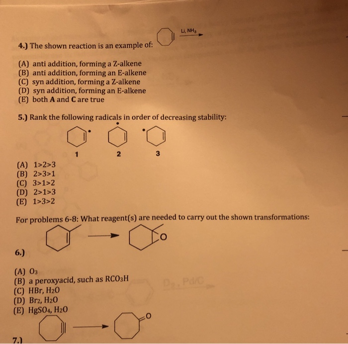 Solved 4.) The shown reaction is an example of (A) anti | Chegg.com