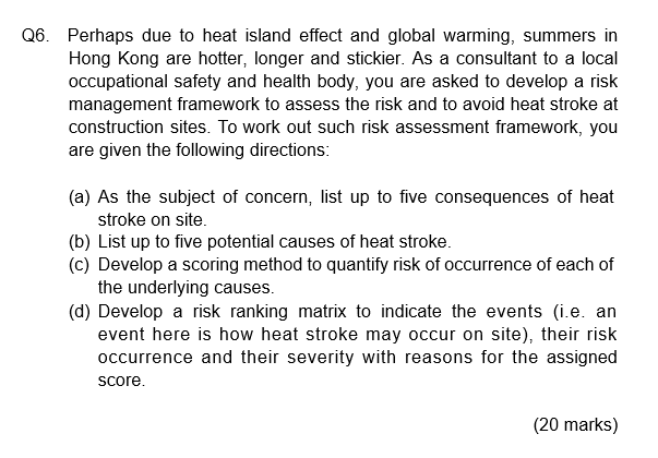 Solved Q6. Perhaps due to heat island effect and global | Chegg.com