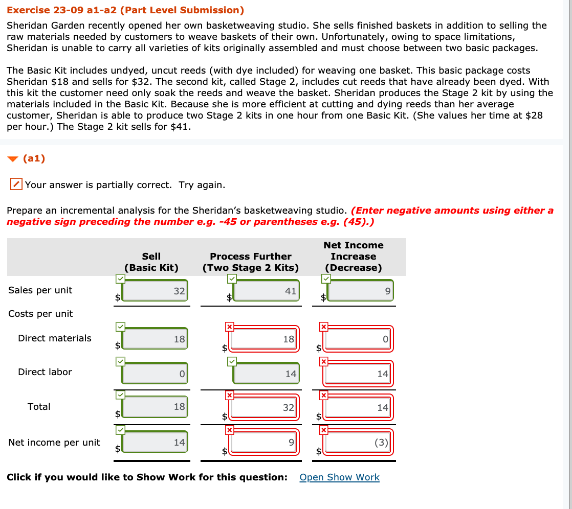 Solved Exercise 23-09 a1-a2 (Part Level Submission) Sheridan | Chegg.com