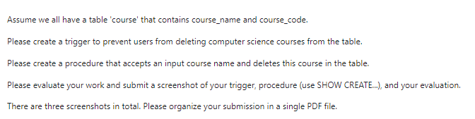 Solved Assume we all have a table 'course' that contains | Chegg.com