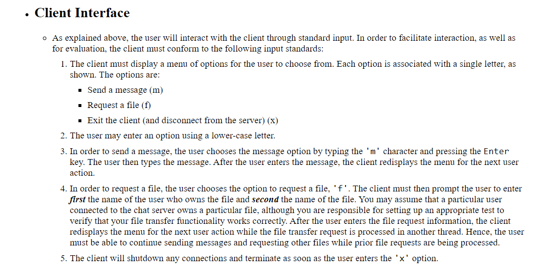 Functionality You are to create an enhanced chat | Chegg.com