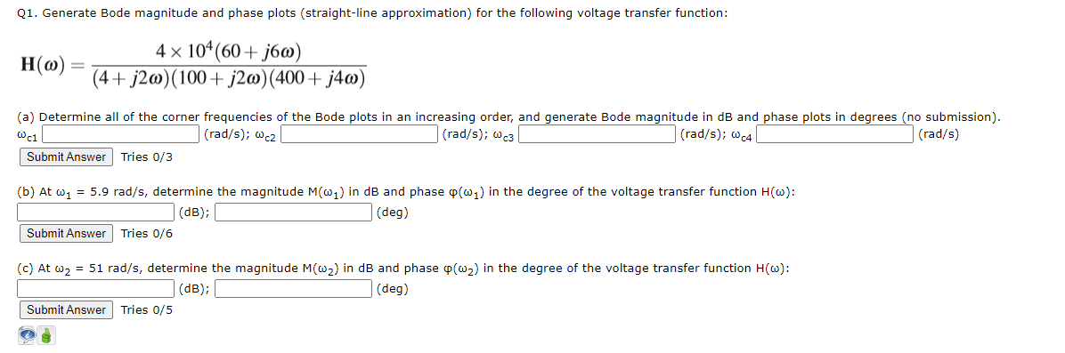 Solved Q1. Generate Bode magnitude and phase plots | Chegg.com
