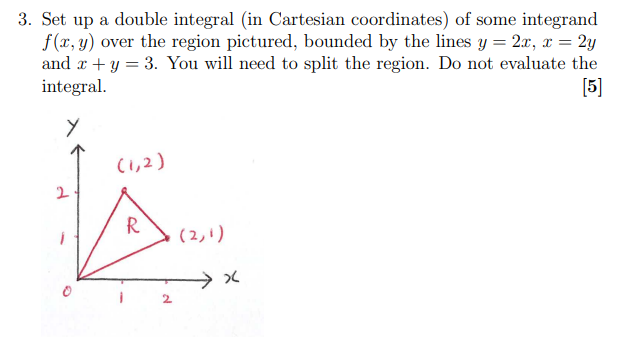 Solved Set up ﻿a double integral (in ﻿Cartesian | Chegg.com
