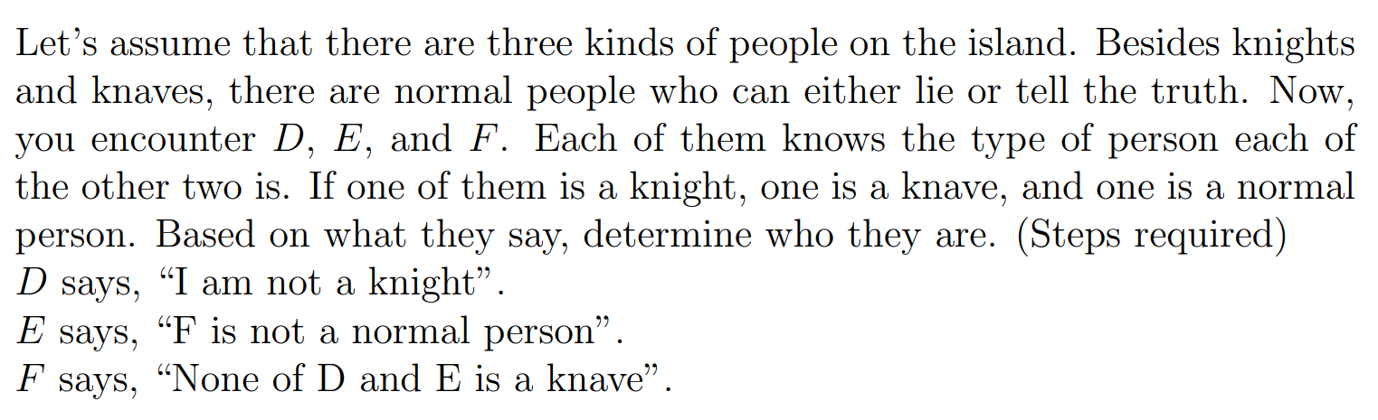 Solved Let's assume that there are three kinds of people on | Chegg.com
