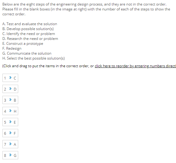 Solved Below are the eight steps of the engineering design | Chegg.com