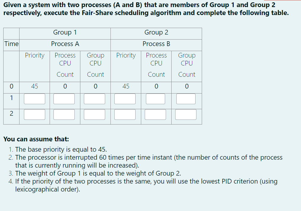 Solved Given a system with two processes (A and B) that are | Chegg.com