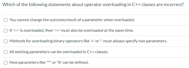 Solved Which of the following statements about operator | Chegg.com