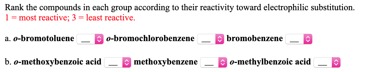 Solved Rank the compounds in each group according to their | Chegg.com