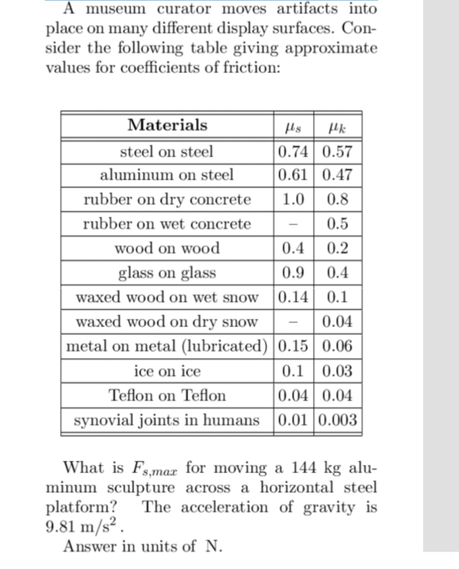 Solved A museum curator moves artifacts intoplace on many | Chegg.com