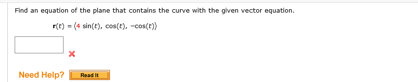 Solved Find an equation of the plane that contains the curve | Chegg.com
