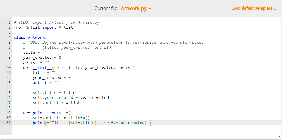 Solved 10.8 LAB: Artwork label (modules) Define the Artist | Chegg.com