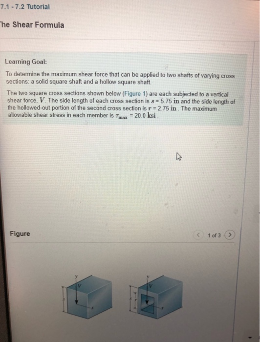 Solved 7.1 - 7.2 Tutorial The Shear Formula Learning Goal: | Chegg.com