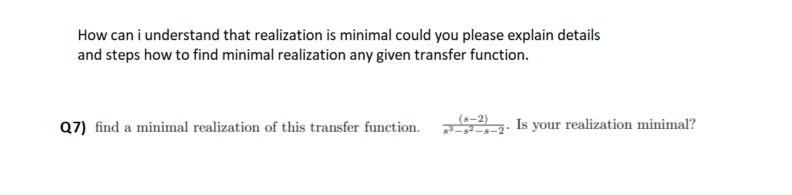 Solved How Can I Understand That Realization Is Minimal
