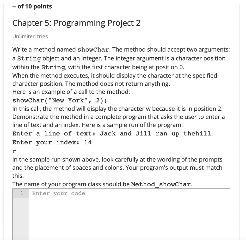 Solved -of 10 points Chapter 5: Programming Project 2 | Chegg.com