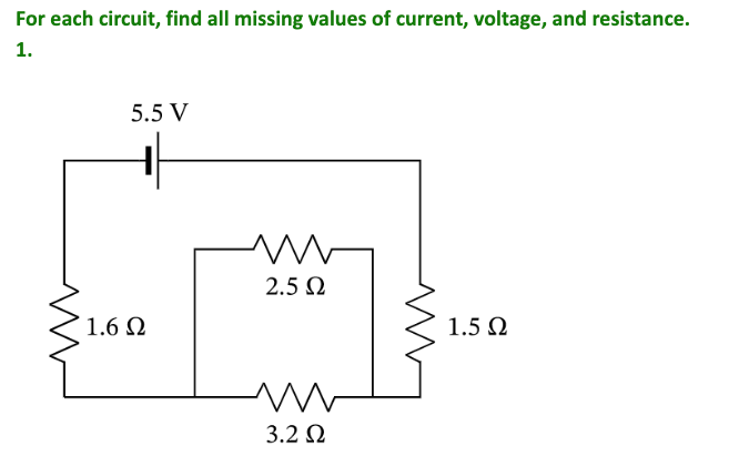Solved For each circuit, find all missing values of current, | Chegg.com