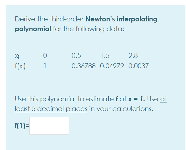 Solved Derive the third-order Newton's interpolating | Chegg.com
