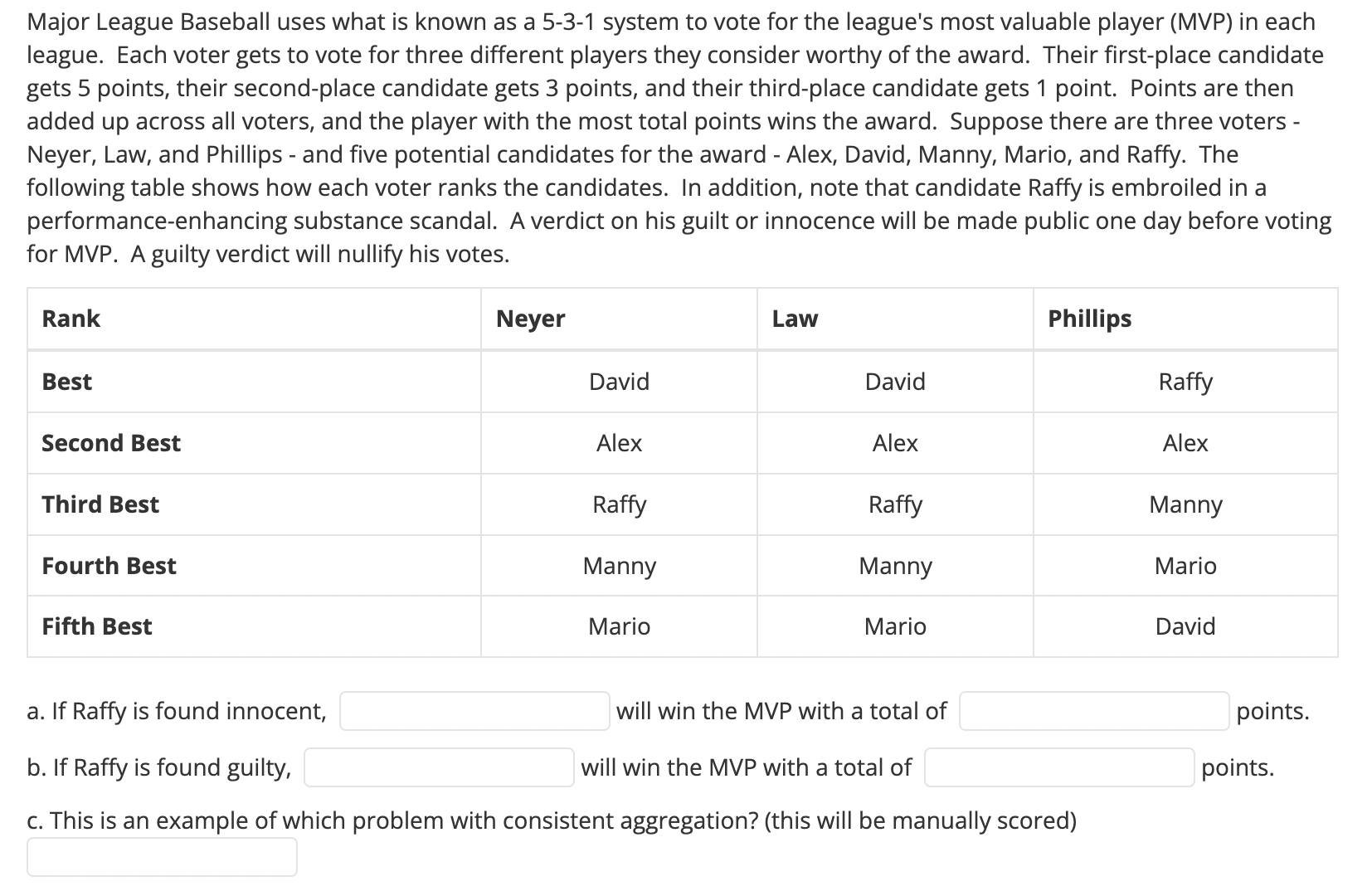 Solved Major League Baseball uses what is known as a 5-3-1 | Chegg.com