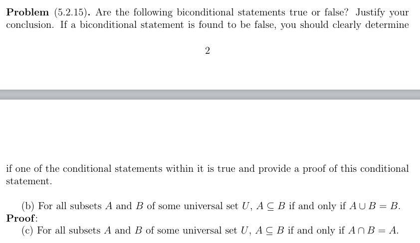 Solved Problem (5.2.15). Are the following biconditional | Chegg.com