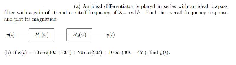 Solved (a) An ideal differentiator is placed in series with | Chegg.com